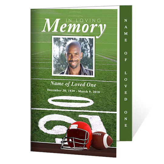 Football 4-Sided Graduated Funeral Program Template – Funeral Program ...