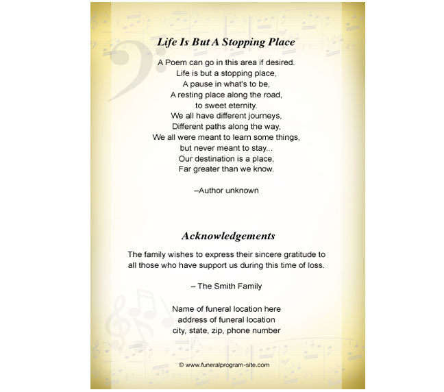 Musical 4-Sided Graduated Funeral Program Templates – Funeral Program ...