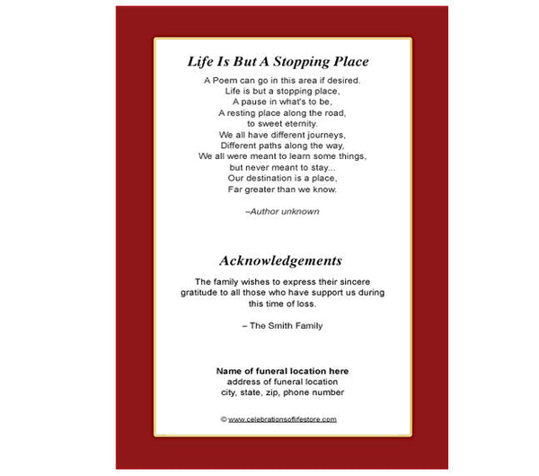 Ruby 4-Side Graduated Funeral Program Template – Funeral Program-Site ...