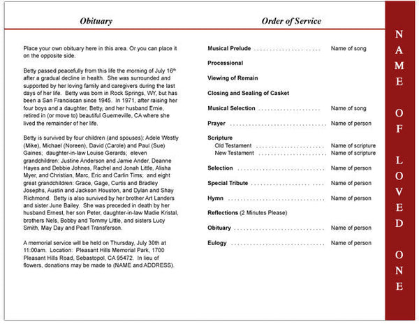 Ruby 4-Side Graduated Funeral Program Template – Funeral Program-Site ...