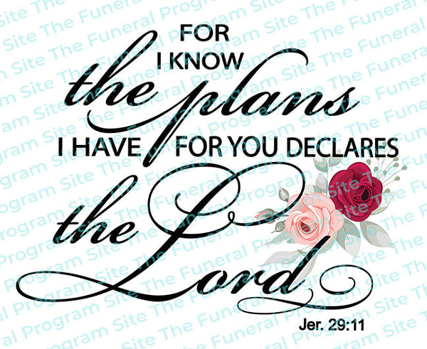 I Know The Plans Bible Verse Word Art – Funeral Program-Site Funeral ...