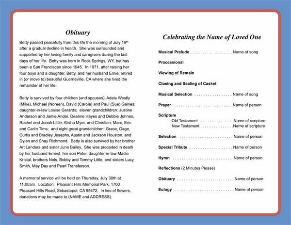 Navy Funeral Program Template | DIY Funeral Programs – Funeral Program ...