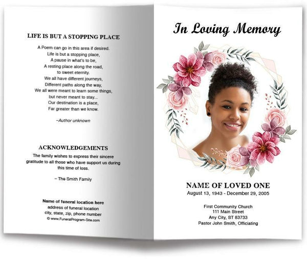 Flower Framed Funeral Program Template – Funeral Program-Site Funeral ...