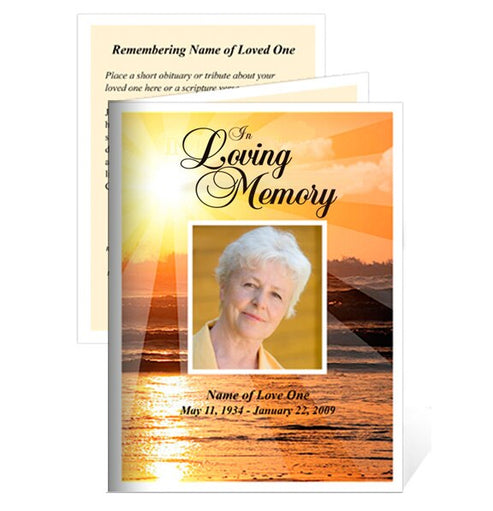 Sunrise Small Memorial Card Template – Funeral Program-Site Funeral ...