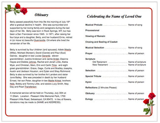 DIY Red Roses Funeral Program Template – Funeral Program-Site Funeral ...