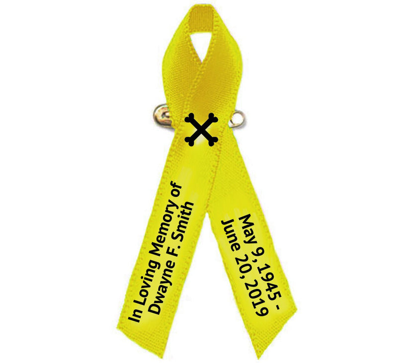 Personalized Bone Cancer Ribbon | Yellow Cancer Ribbon – Funeral ...