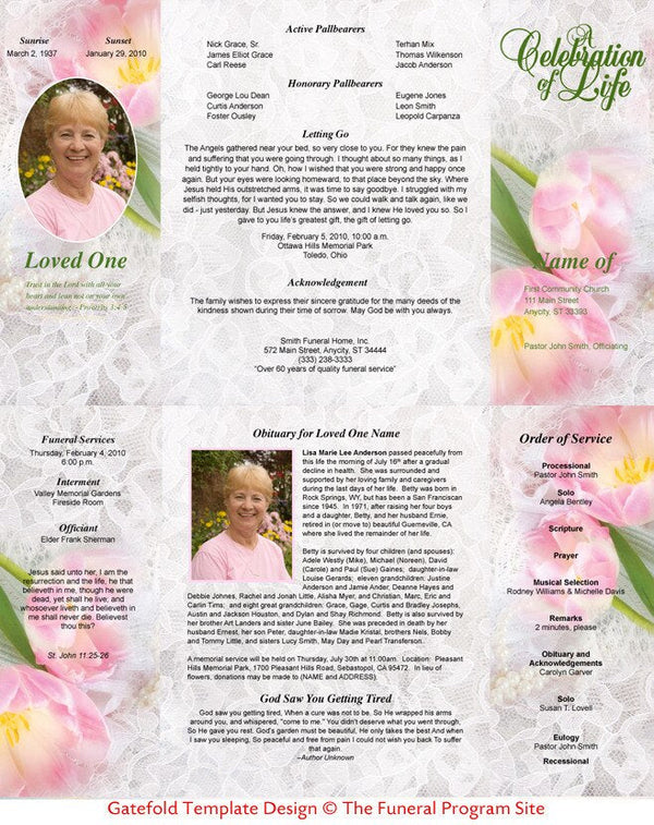 Pearls Gatefold Funeral Program Template – Funeral Program-Site Funeral ...