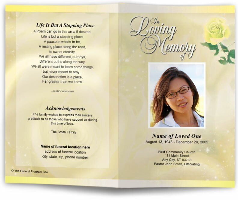 Petals Funeral Program Template | Funeral Program Site – Funeral ...