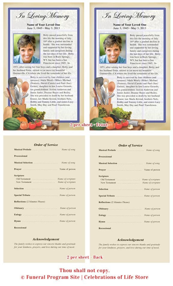 Chef Funeral Flyer Template – Funeral Program-Site Funeral Programs ...