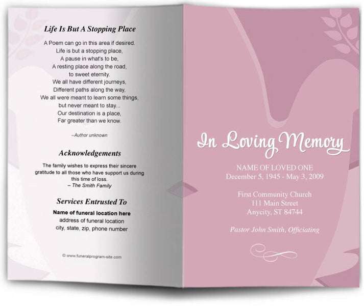 Dove Funeral Program Template | DIY Funeral Programs – Funeral Program ...