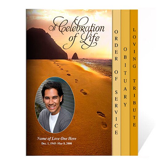 Footprints 8-Sided Graduated Funeral Program Template – Funeral Program ...