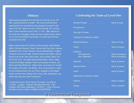 Angel Funeral Program Template | DIY Funeral Programs – Funeral Program ...