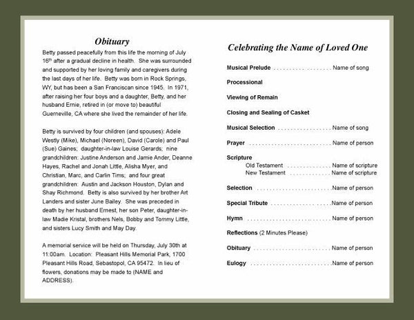 Hunter Funeral Program Template | DIY Funeral Programs – Funeral ...