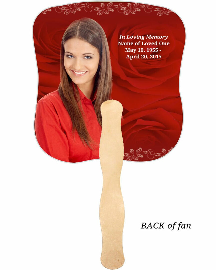 Passion Cardstock Memorial Church Fans With Wooden Handle – Funeral ...