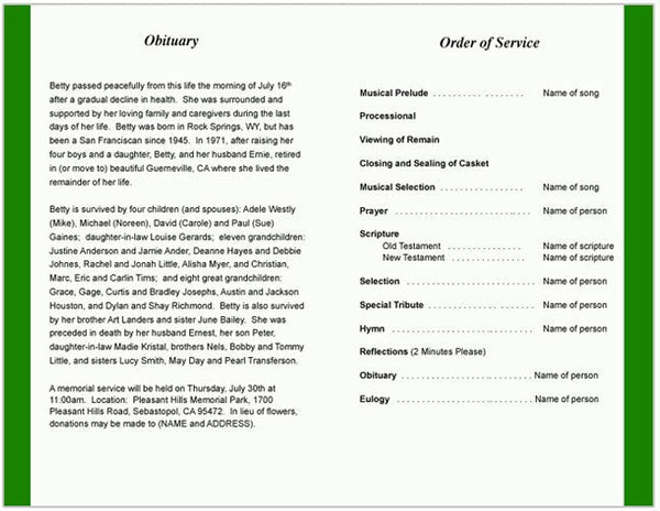 Jamaica Funeral Program Template | DIY Funeral Programs – Funeral ...