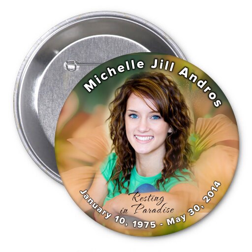 Floral In Loving Memory Memorial Button Pins – Funeral Program-Site ...
