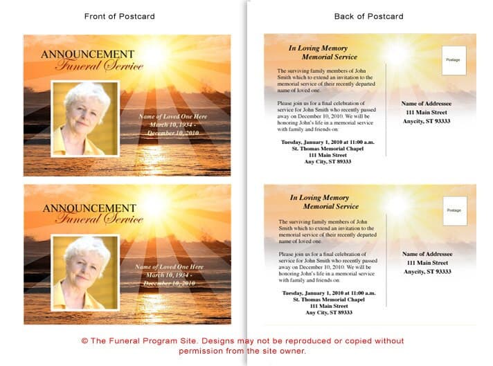 Sunrise Funeral Announcement Template – Funeral Program-Site Funeral ...