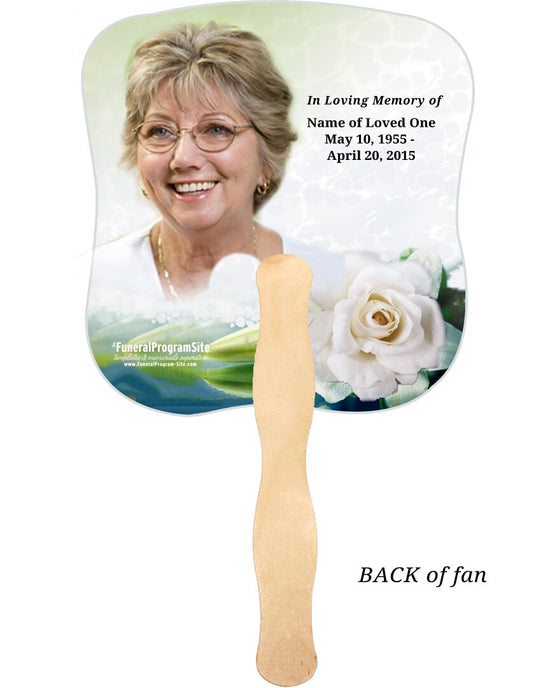 Divine Cardstock Memorial Church Fans With Wooden Handle – Funeral ...
