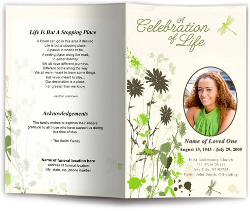 Dragonfly Funeral Program Template | Funeral Program Site – Funeral ...