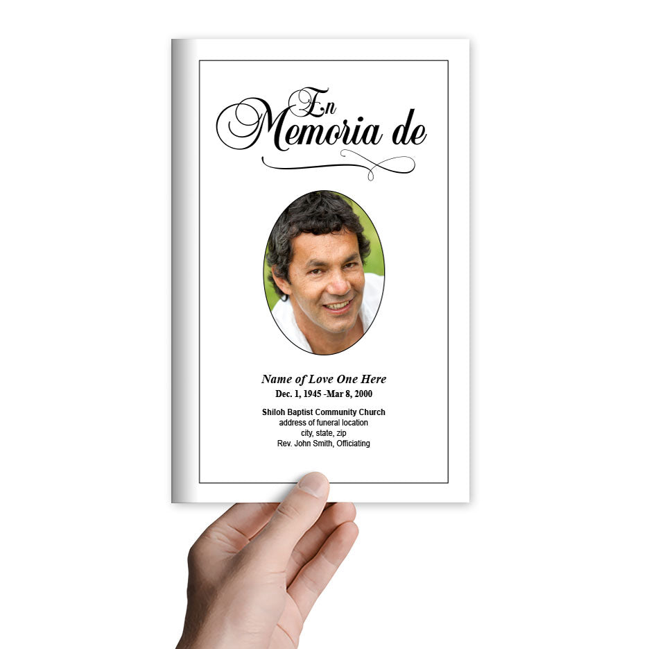 Spanish Funeral Program | En Memoria De Funeral Program Template ...