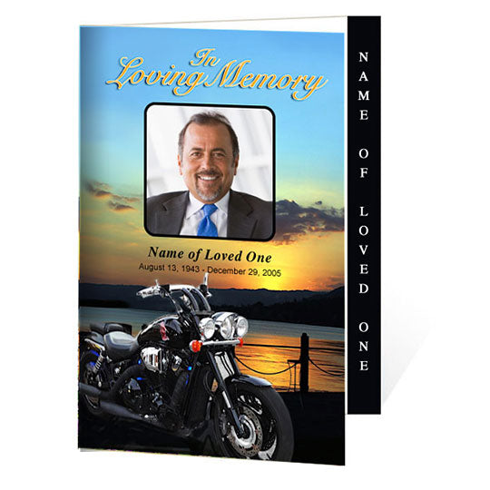 Motorcycle 4-Sided Graduated Funeral Program Templates – Funeral ...