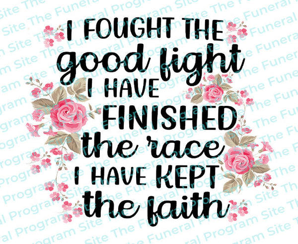 The Good Fight Funeral Bible Verses Word Art – Funeral Program-Site ...