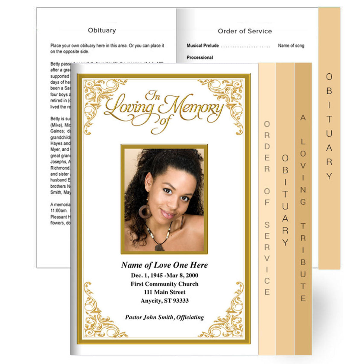 Tribute Large Tabloid 8-Sided Graduated Funeral Program Template ...